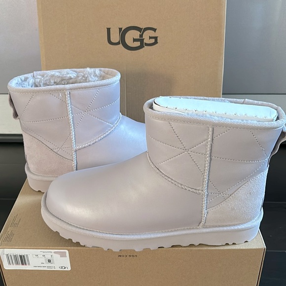 UGG | Shoes | Ugg Classic Mini Pearlized Quilted Boots In Pale Smoke Sz ...